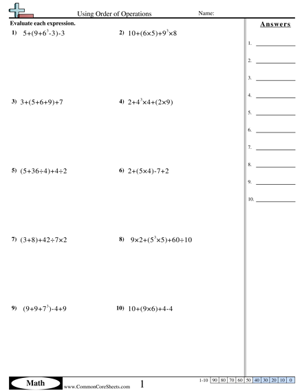 Order Of Operations Worksheets Free Distance Learning Worksheets 